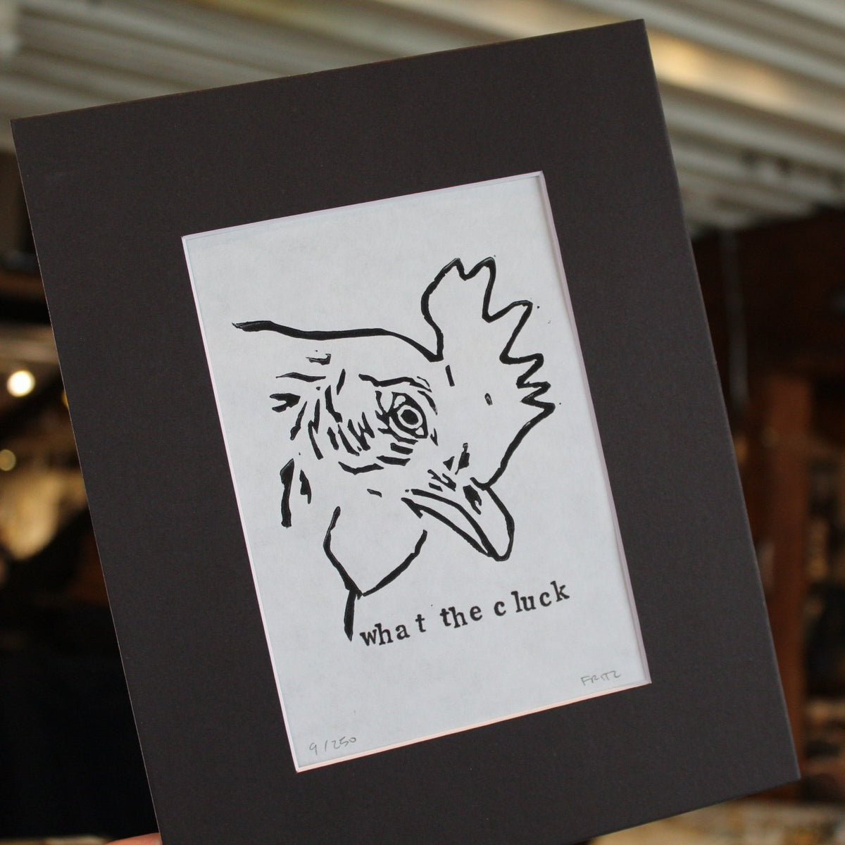 What The Cluck Lino Print 8x10 – FOUND Gallery Ann Arbor