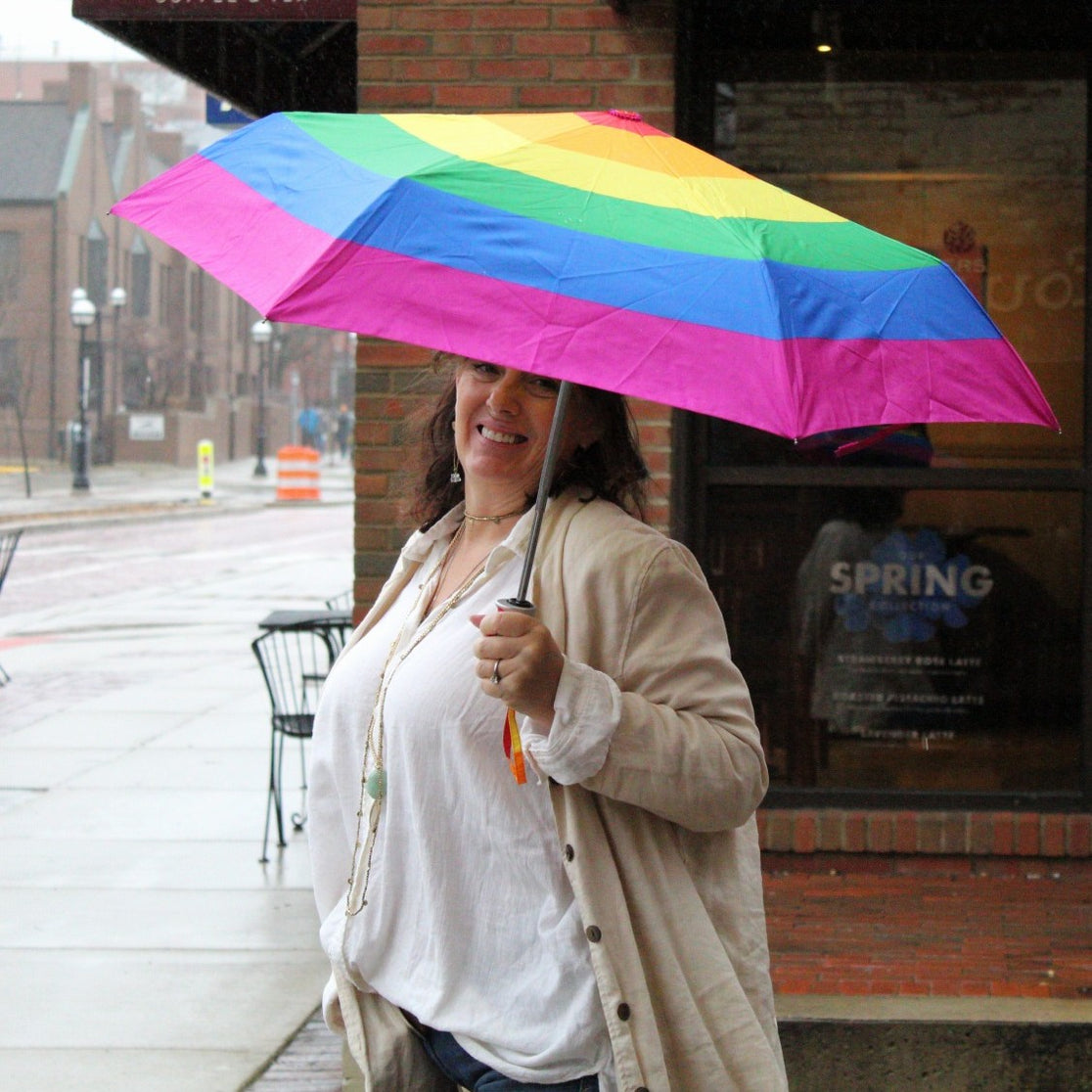 Auto Open Compact Rainbow Umbrella – FOUND Gallery Ann Arbor