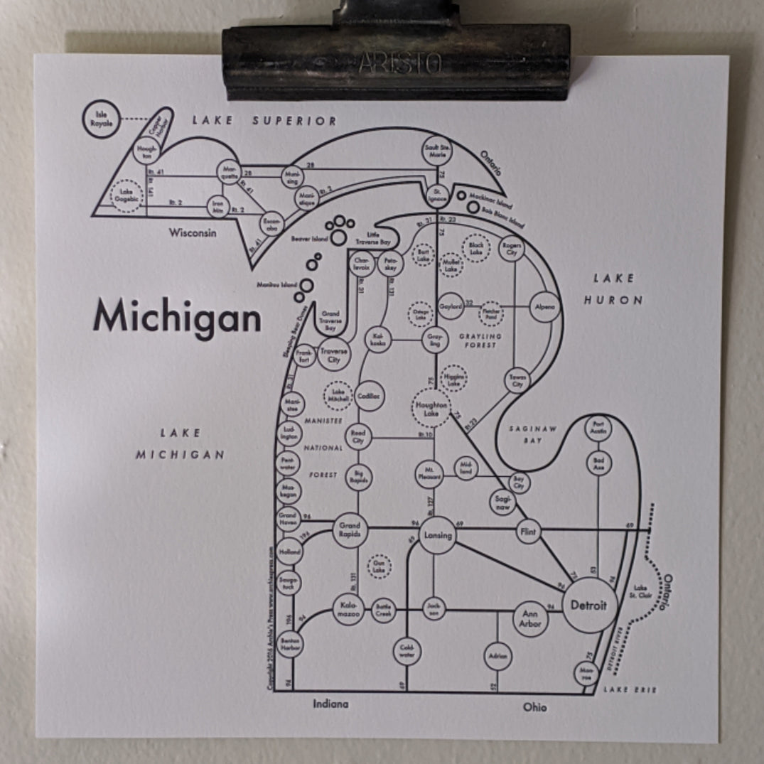 Michigan Map Print – FOUND Gallery Ann Arbor